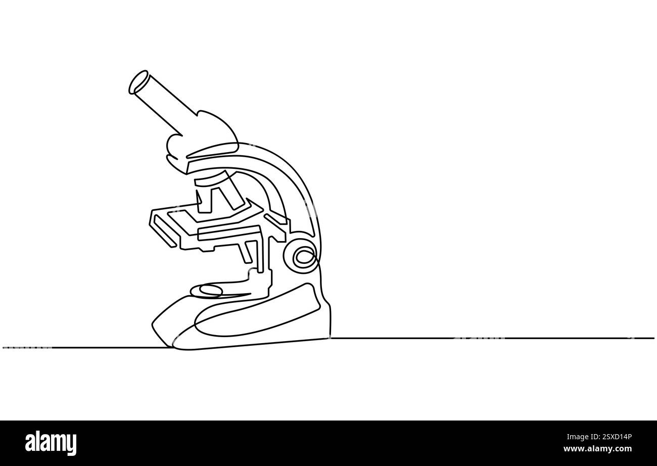 Microscope labs in continuous one line drawing. Single line art ...