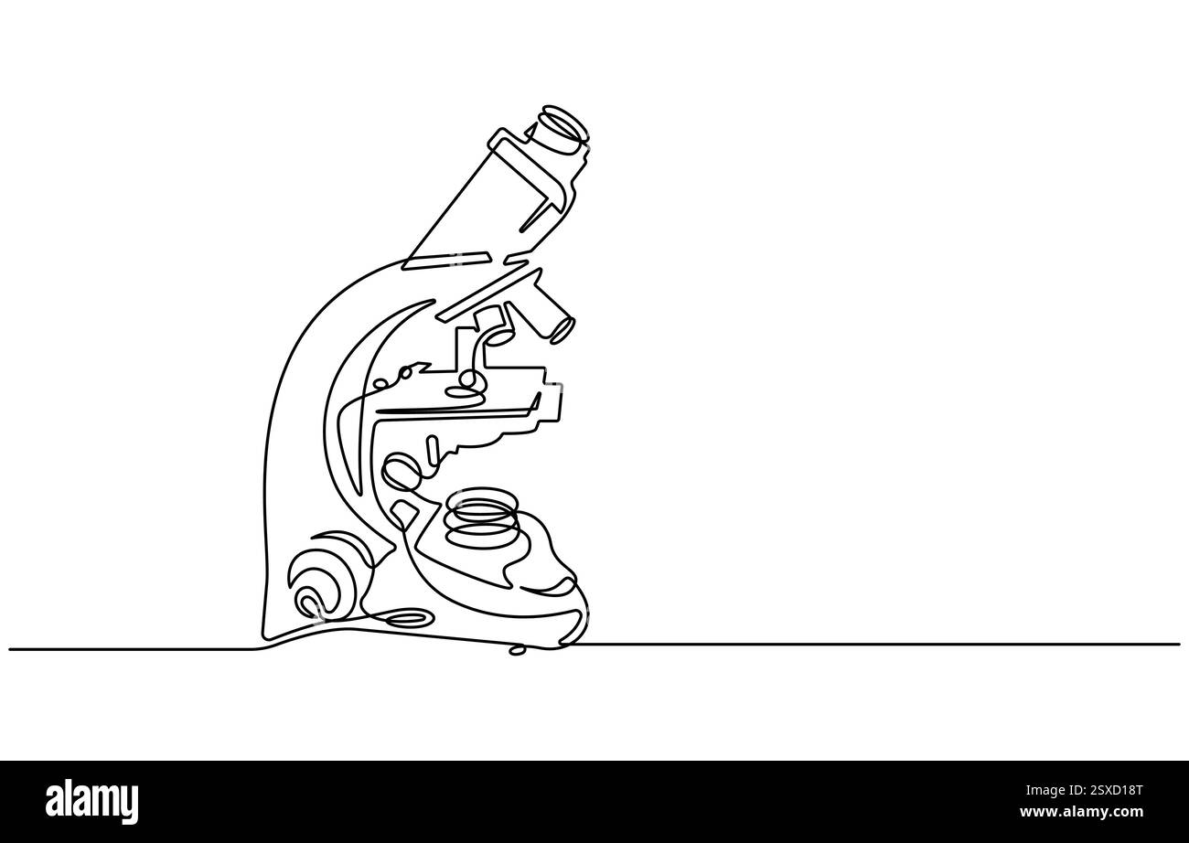 Microscope Labs In Continuous One Line Drawing Single Line Art