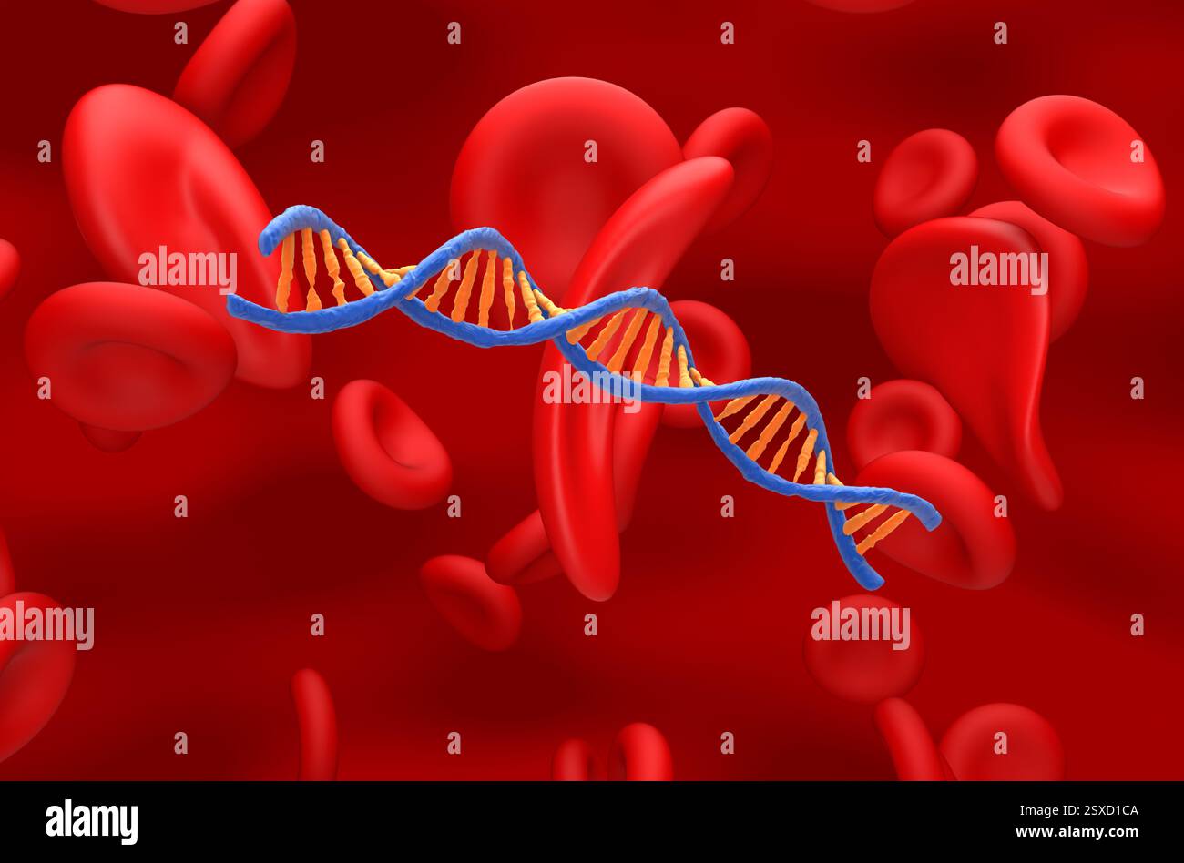 Gene therapy in Sickle cell anaemia - closeup view 3d illustration ...