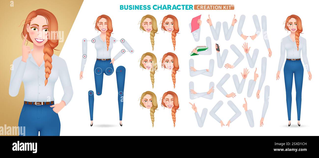 Business woman creation kit vector set. Businesswoman characters ...