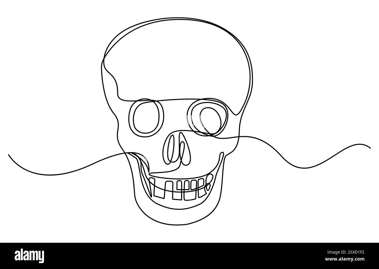 Human skull continuous one line drawing Stock Vector Image & Art - Alamy