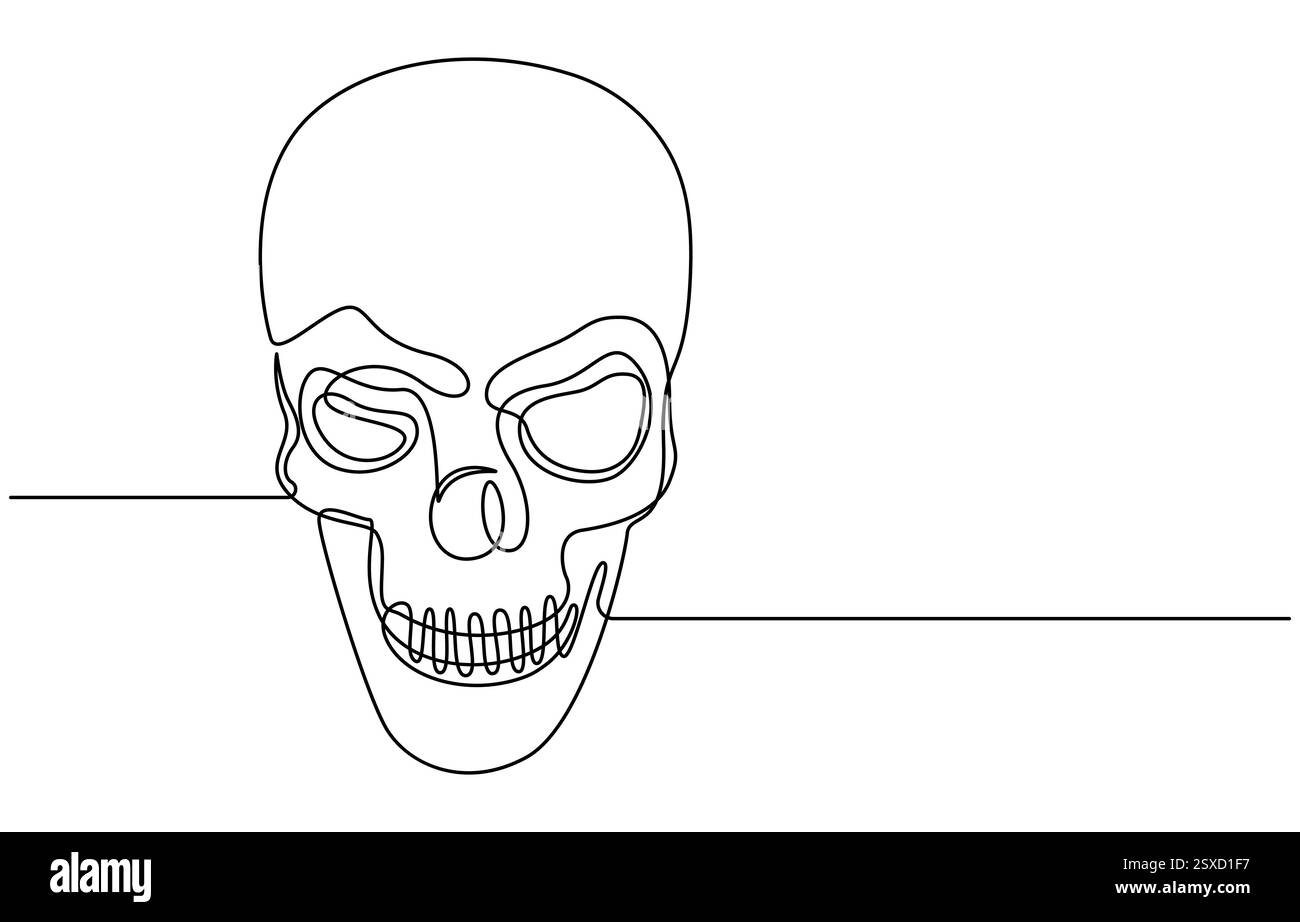 Human skull continuous one line drawing Stock Vector Image & Art - Alamy