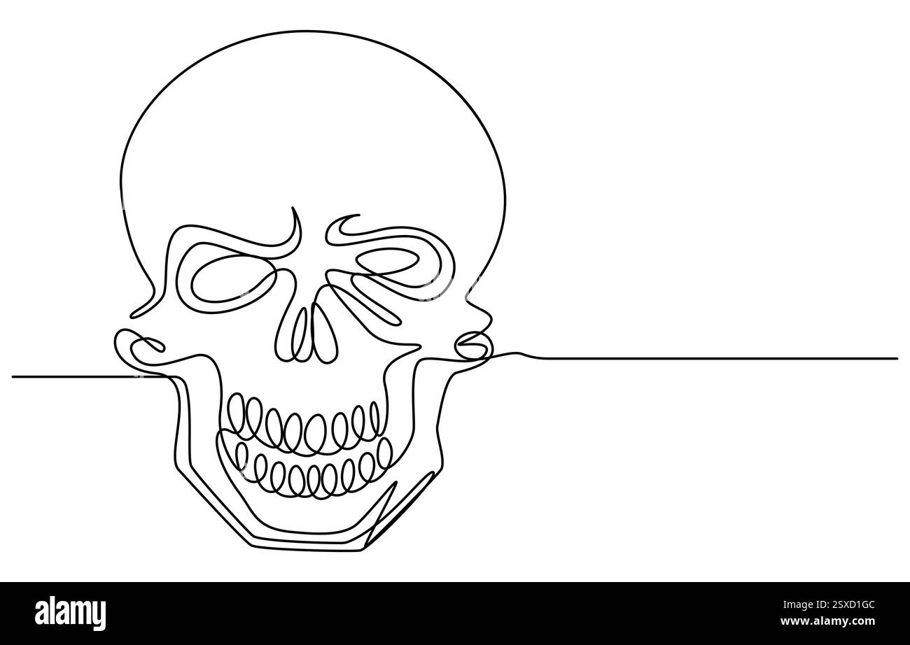 Human skull continuous one line drawing Stock Vector Image & Art - Alamy
