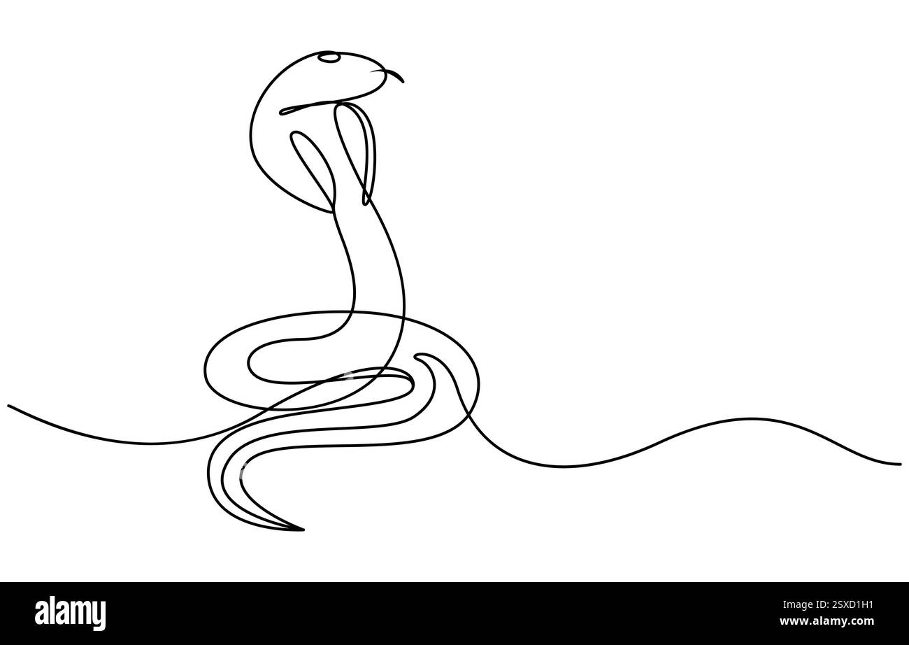 Snake in one continuous line. One line drawing Stock Vector Image & Art ...