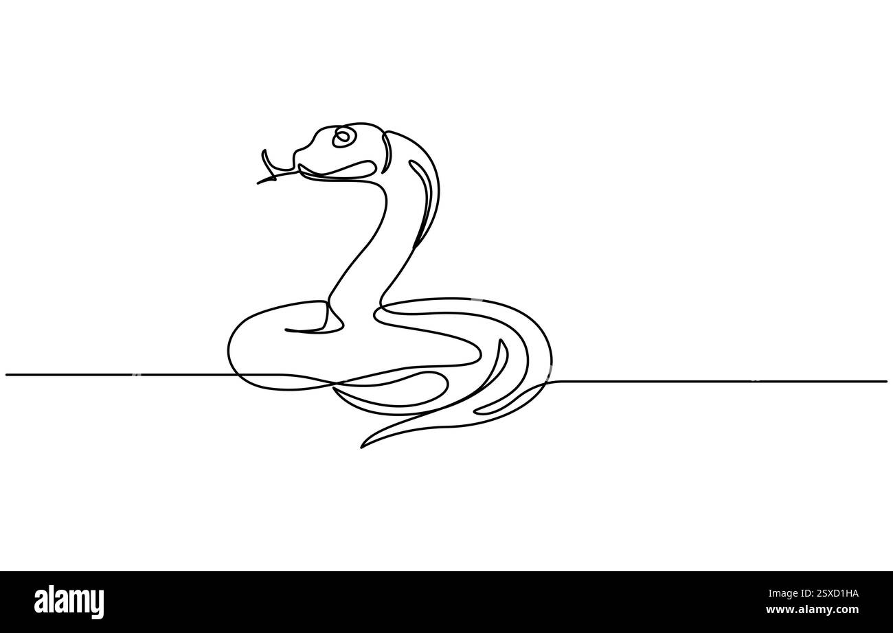 Snake in one continuous line. One line drawing Stock Vector Image & Art ...