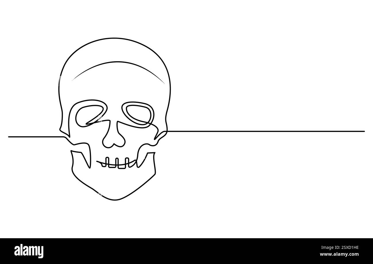 Human skull continuous one line drawing Stock Vector Image & Art - Alamy