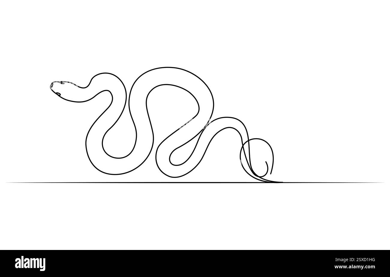Snake in one continuous line. One line drawing Stock Vector Image & Art ...