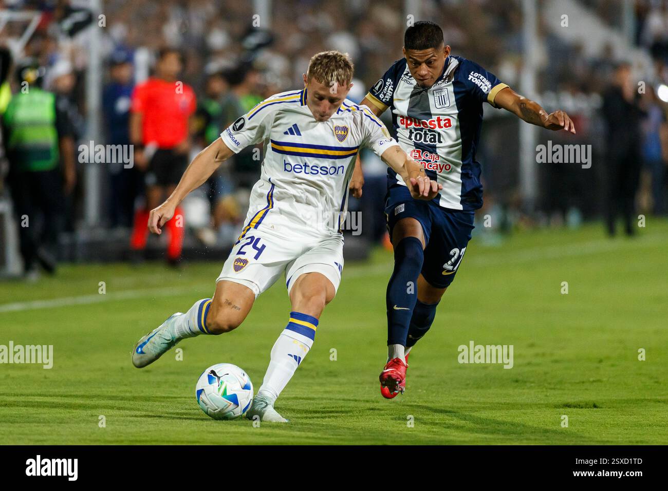 LIMA, PERU - FEBRUARY 18: Juan Barinaga of Boca Juniors and Kevin ...
