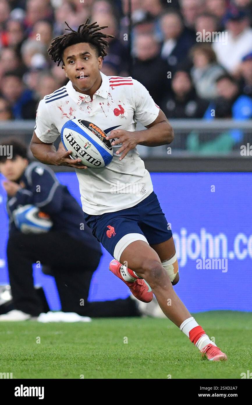 Rome, Italy. 23rd Feb, 2025. Theo Attissogbe of France during 6 Nations ...