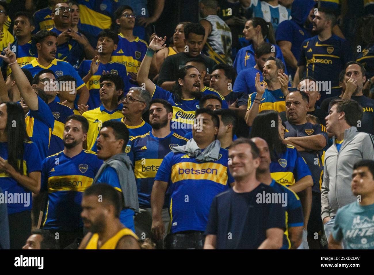LIMA, PERU - FEBRUARY 18: Fans of Boca Juniors cheer during Copa ...