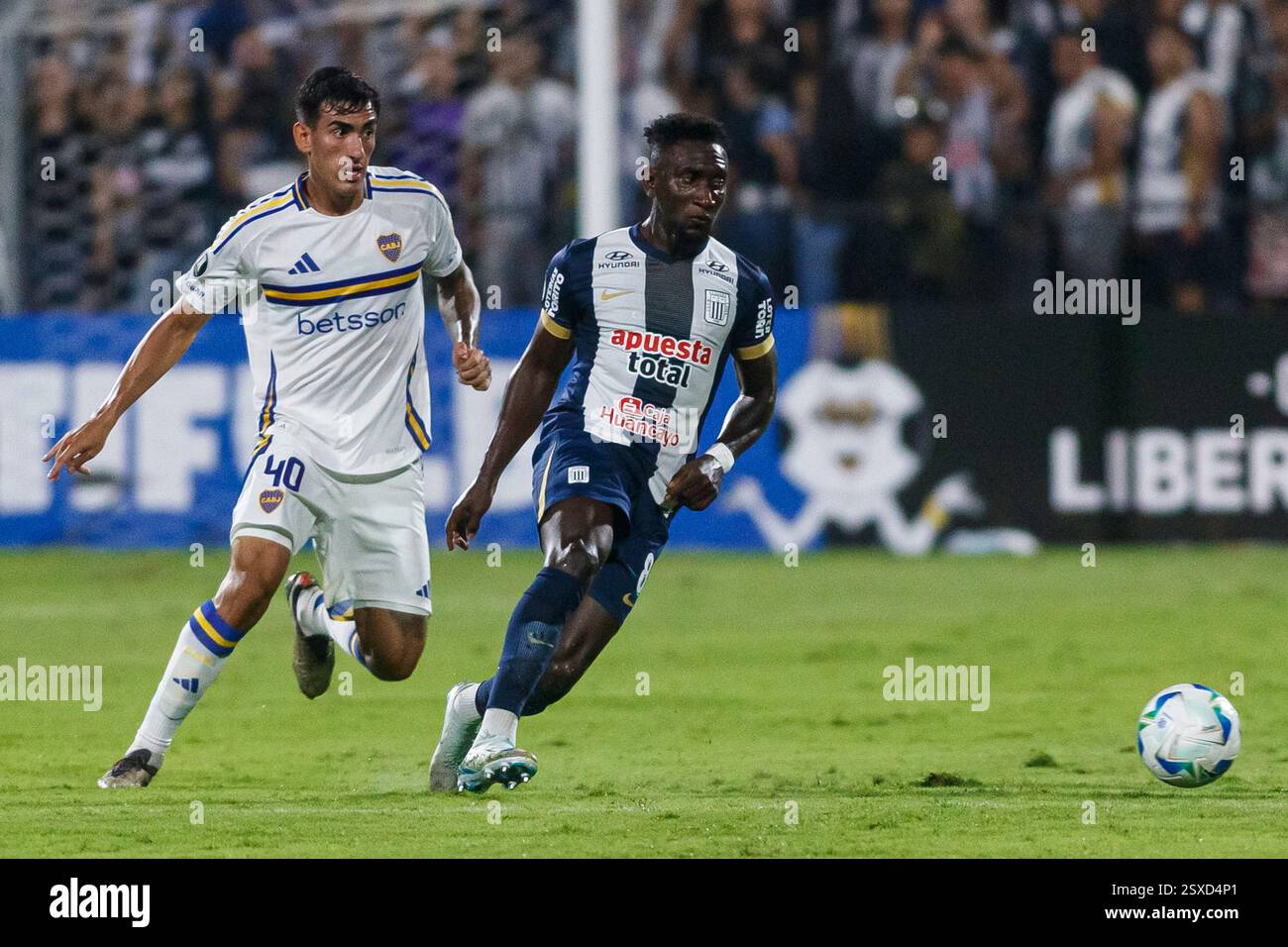 LIMA, PERU - FEBRUARY 18: Lautaro Di Lollo of Boca Juniors against Eryc ...