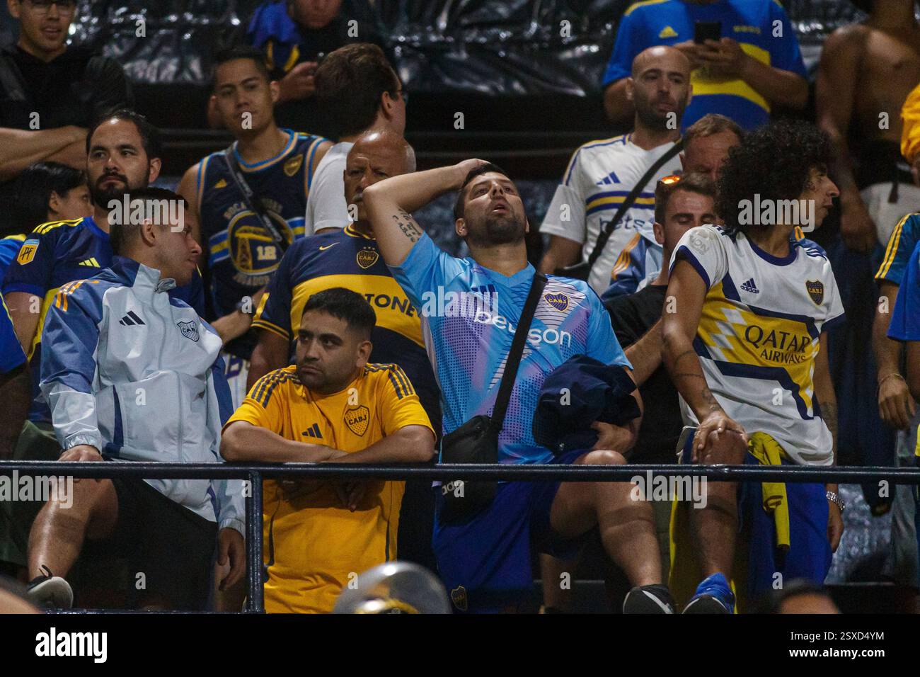 LIMA, PERU - FEBRUARY 18: Fans of Boca Juniors cheer during Copa ...