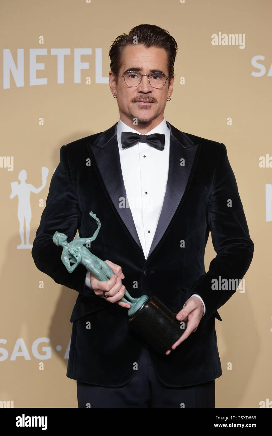 Los Angeles, USA. 23rd Feb, 2025. Colin Farrell, winner of Outstanding ...
