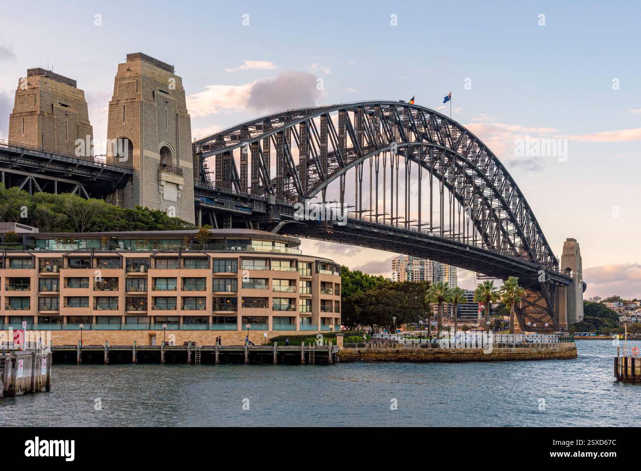 Park Hyatt Sydney and Hickson Road Reserve at sunset under the Sydney ...