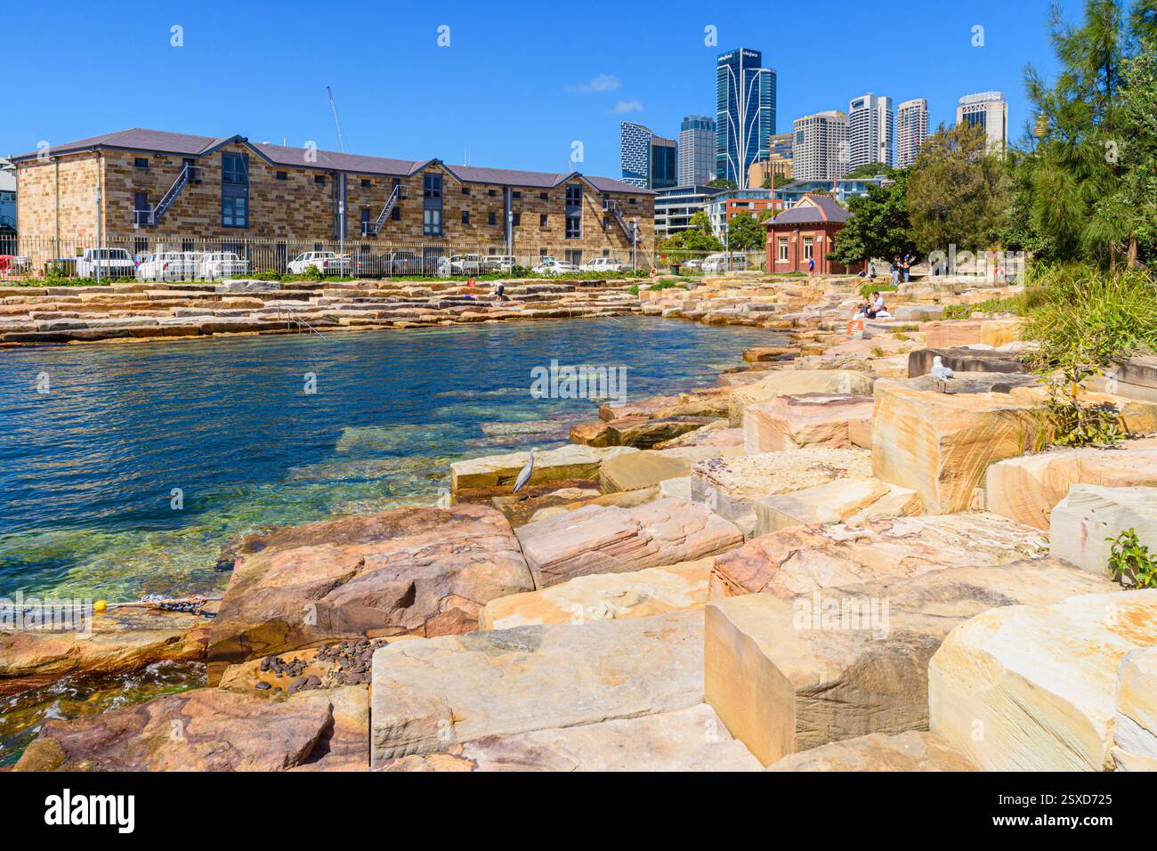 The protected swimming spot, Marrinawi Cove, Barangaroo Reserve, Sydney ...