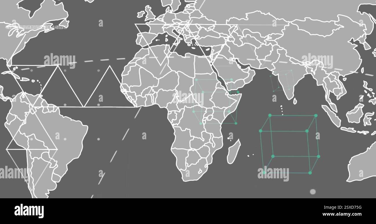 Image of network of connections over world map Stock Photo - Alamy