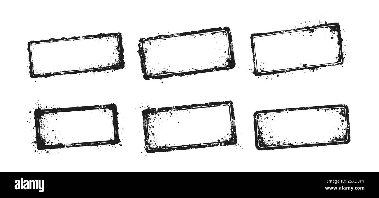 Vintage grunge stamps with distressed rectangular shapes creating a ...