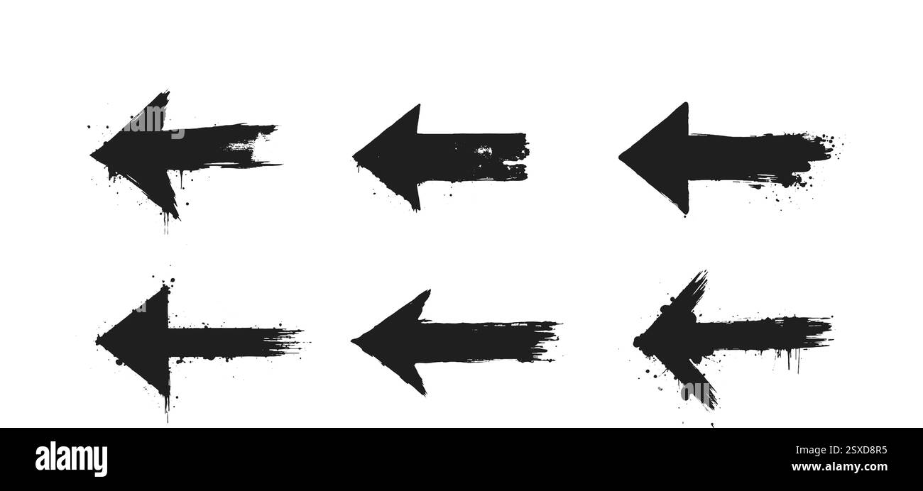 Grunge arrow with dry brush stroke featuring a curved shape and ...