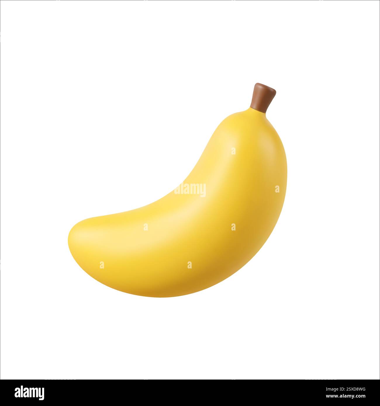 Realistic 3d cartoon banana with a matte finish on a plain white ...