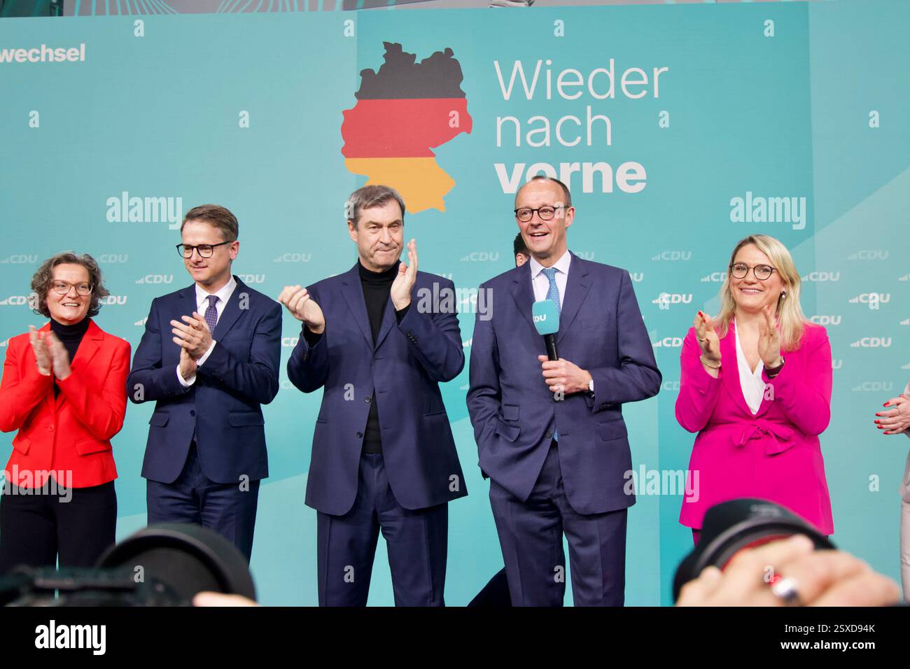 Berlin, Germany. February 23, 2025. Christian Democratic Union (CDU) leader and chancellor ...