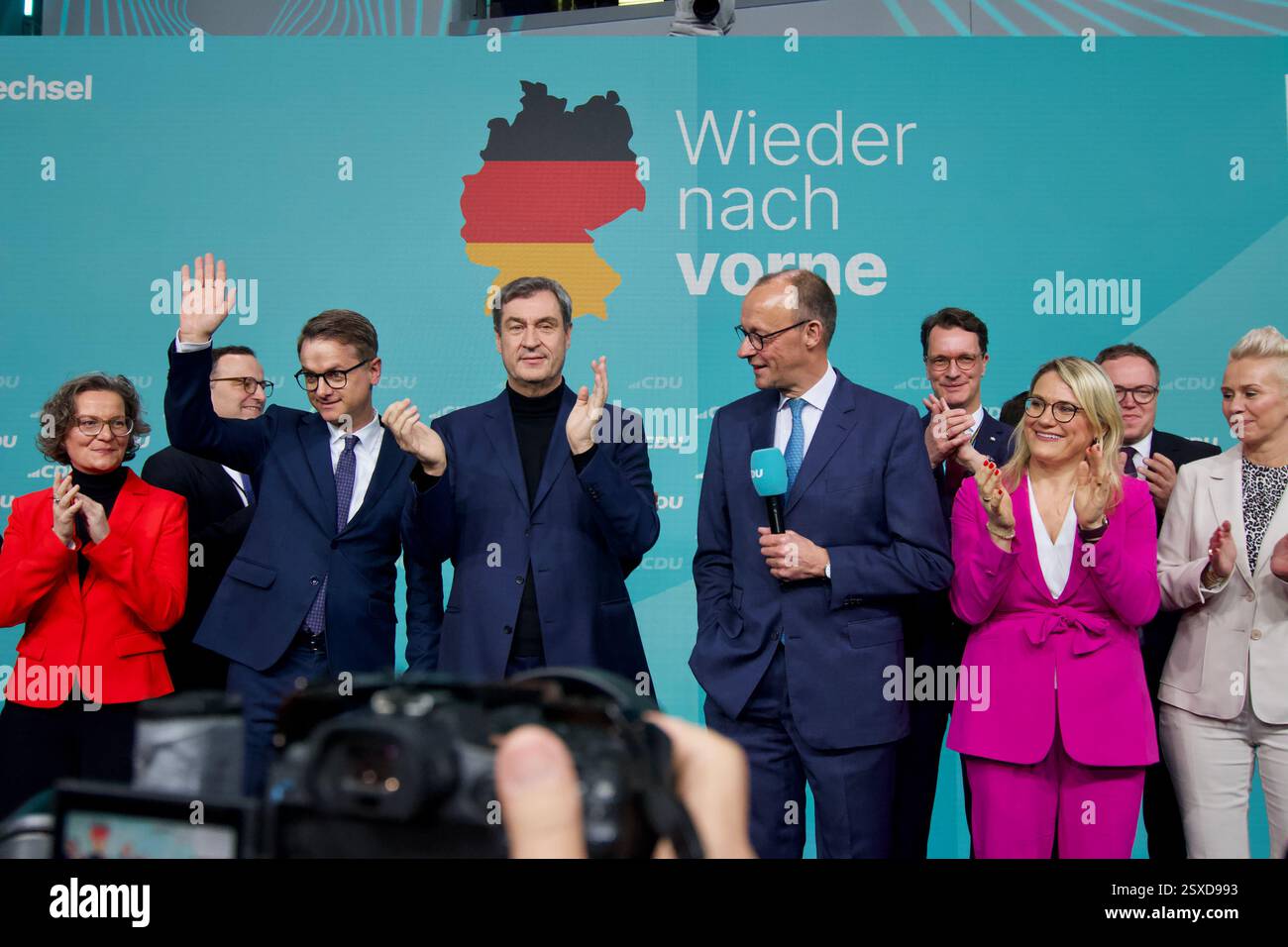 Berlin, Germany. February 23, 2025. Christian Democratic Union (CDU) leader and chancellor ...