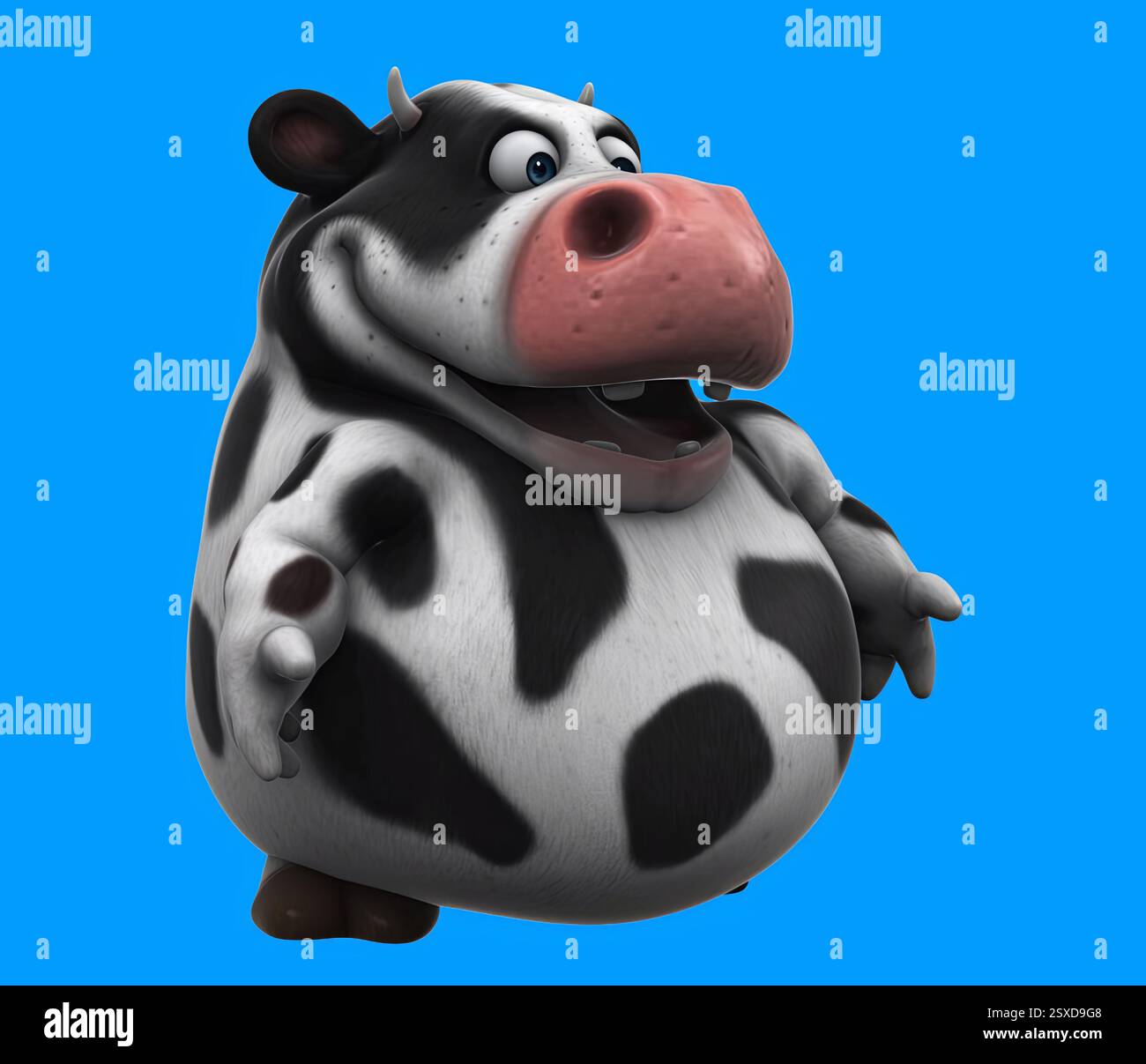 Fun 3D cartoon cow saying hi Stock Photo - Alamy