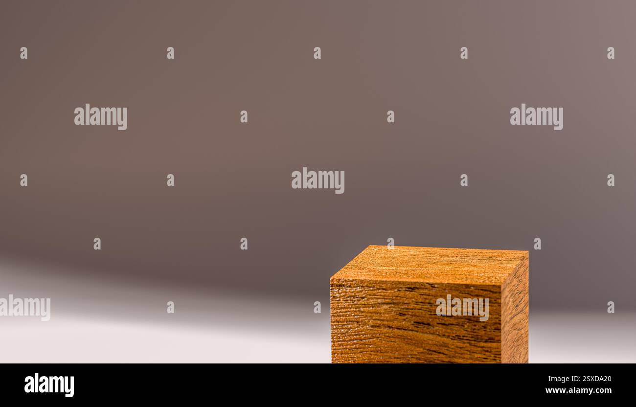 Empty wooden block for product placement, promotional use, clean and ...