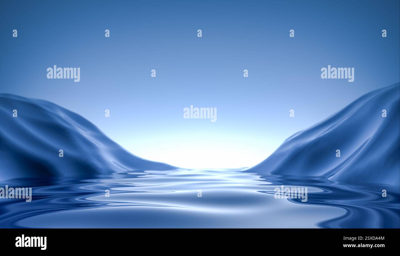 blue liquid surface smooth waves clean minimal design reflection soft ...