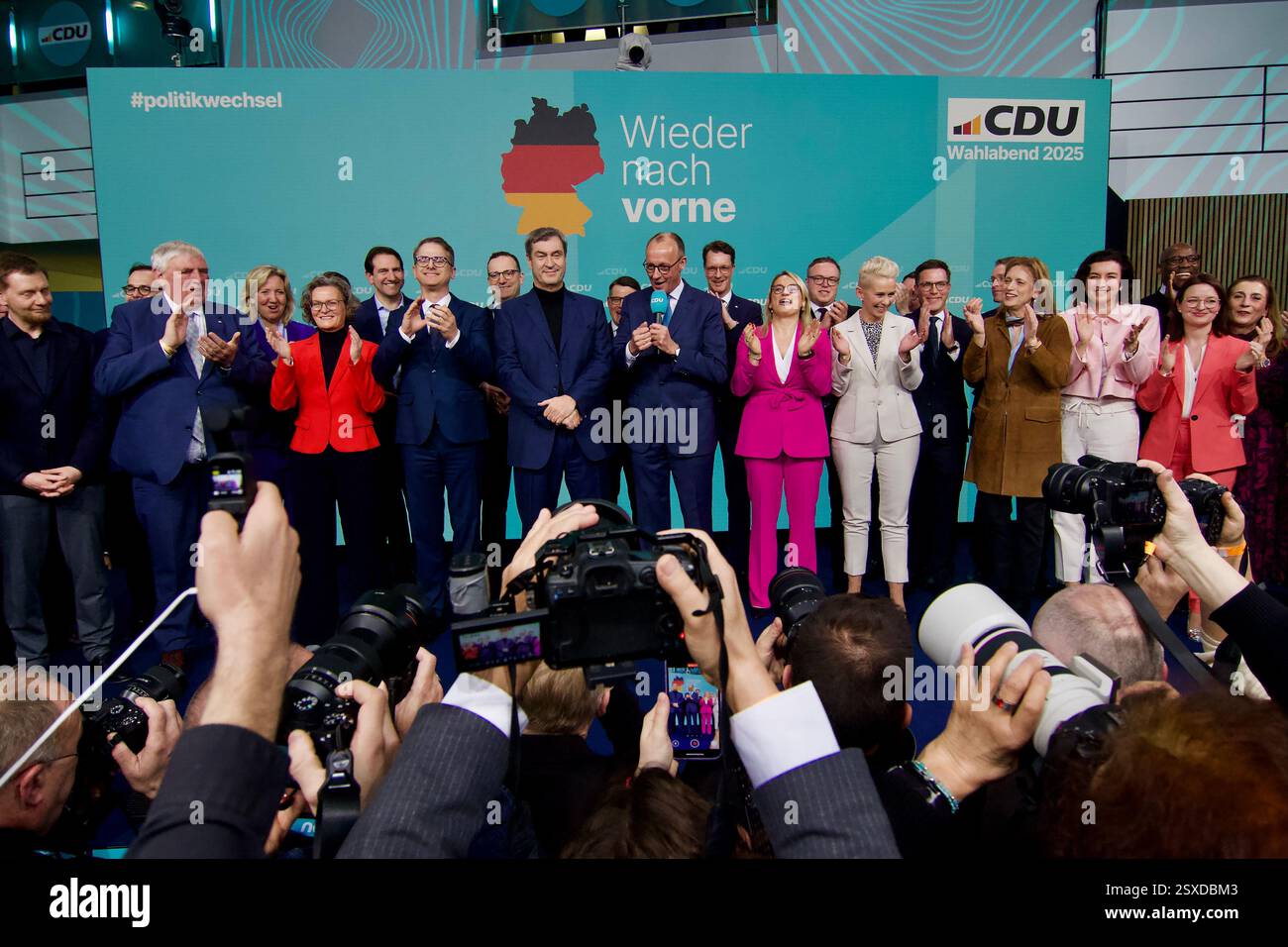 Berlin, Germany. February 23, 2025. Christian Democratic Union (CDU) leader and chancellor ...