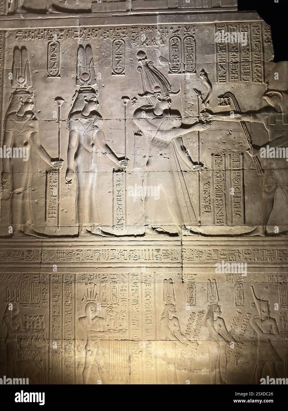 The wall relief of Cleopatra III, Cleopatra II and Ptolemy VIII in ...