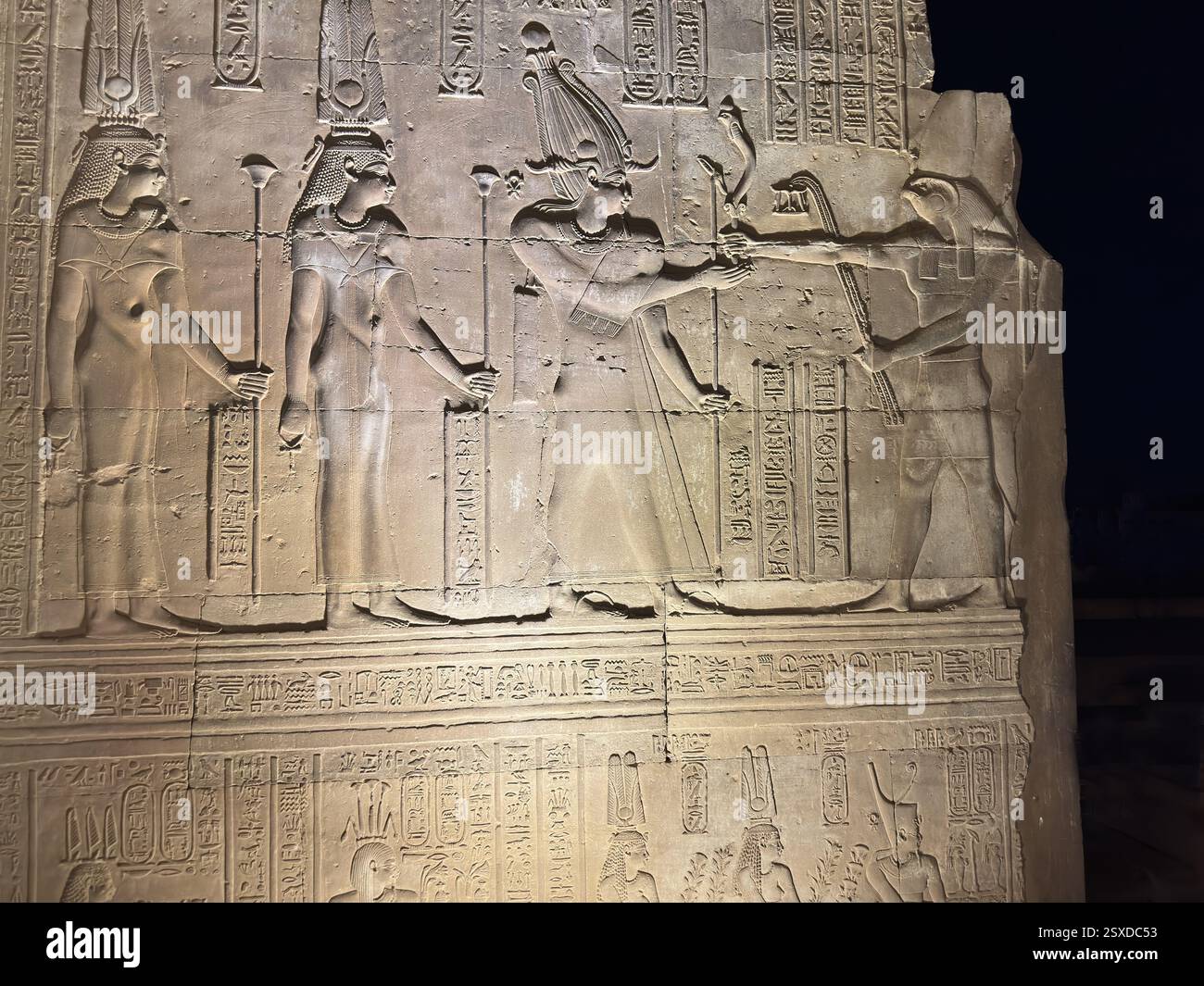 The wall relief of Cleopatra III, Cleopatra II and Ptolemy VIII in ...