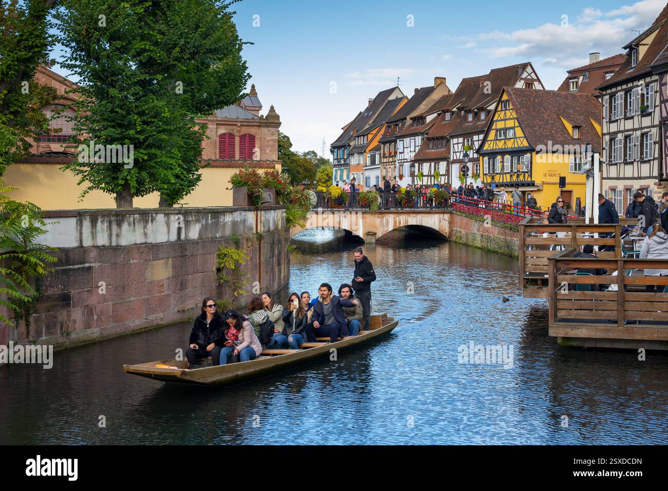 Colmar, Alsace, France - September 28, 2024 - Tour boat with group of ...