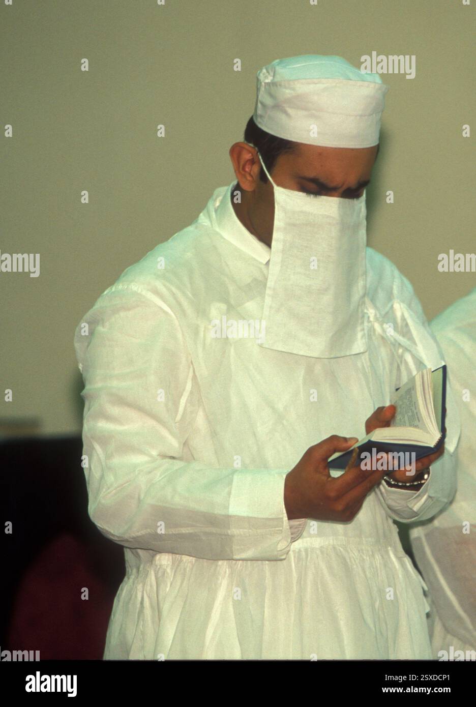 Priests burning sandalwood during the Zoroastrian Jashan ceremony Stock ...