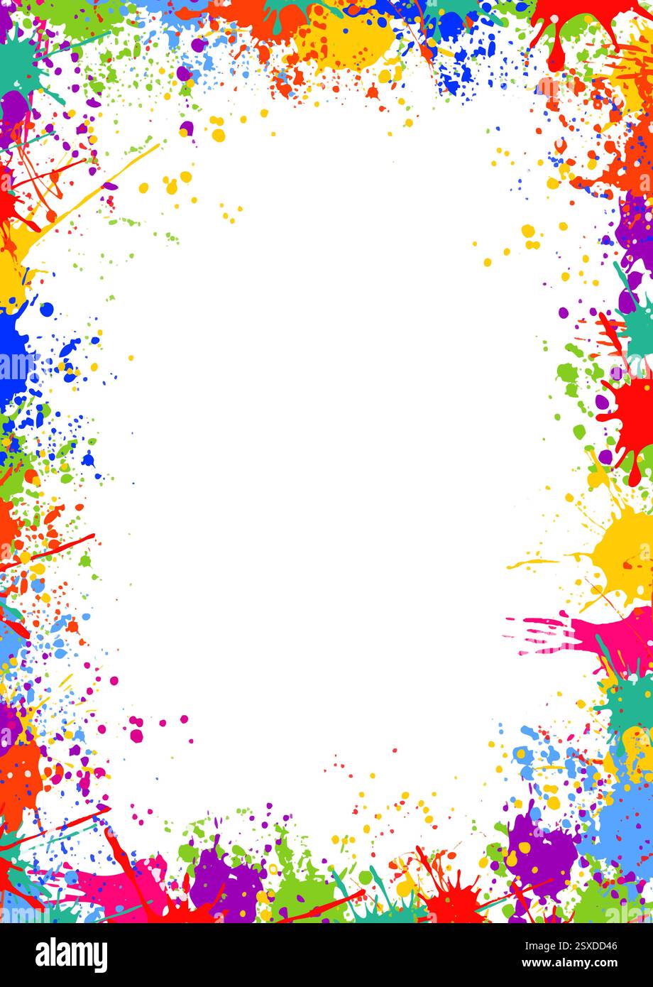 Hand painted border of rainbow coloured grunge paint splatters Stock ...