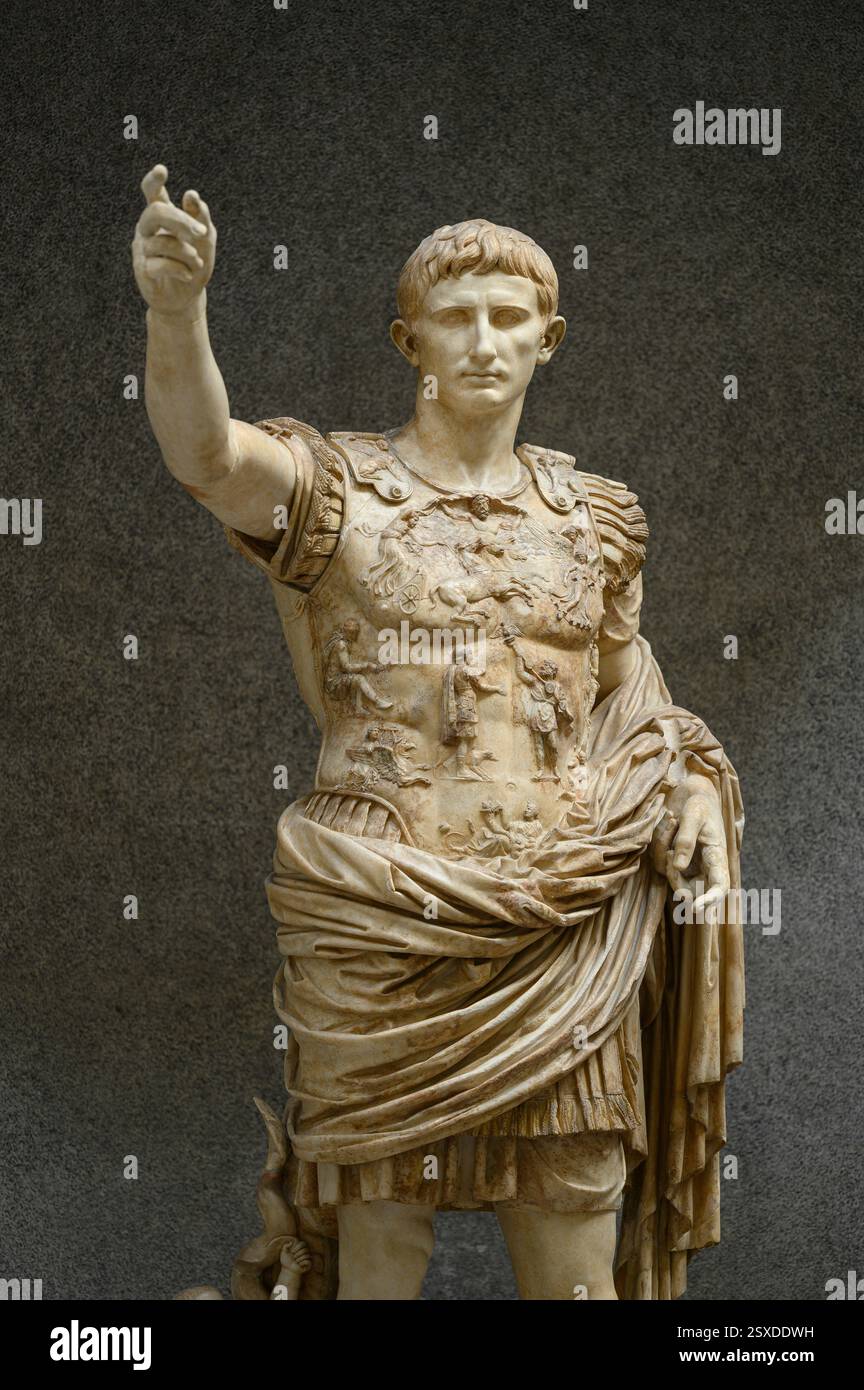 Rome. Italy. Augustus of Prima Porta, 1st Century A.D. marble statue of ...