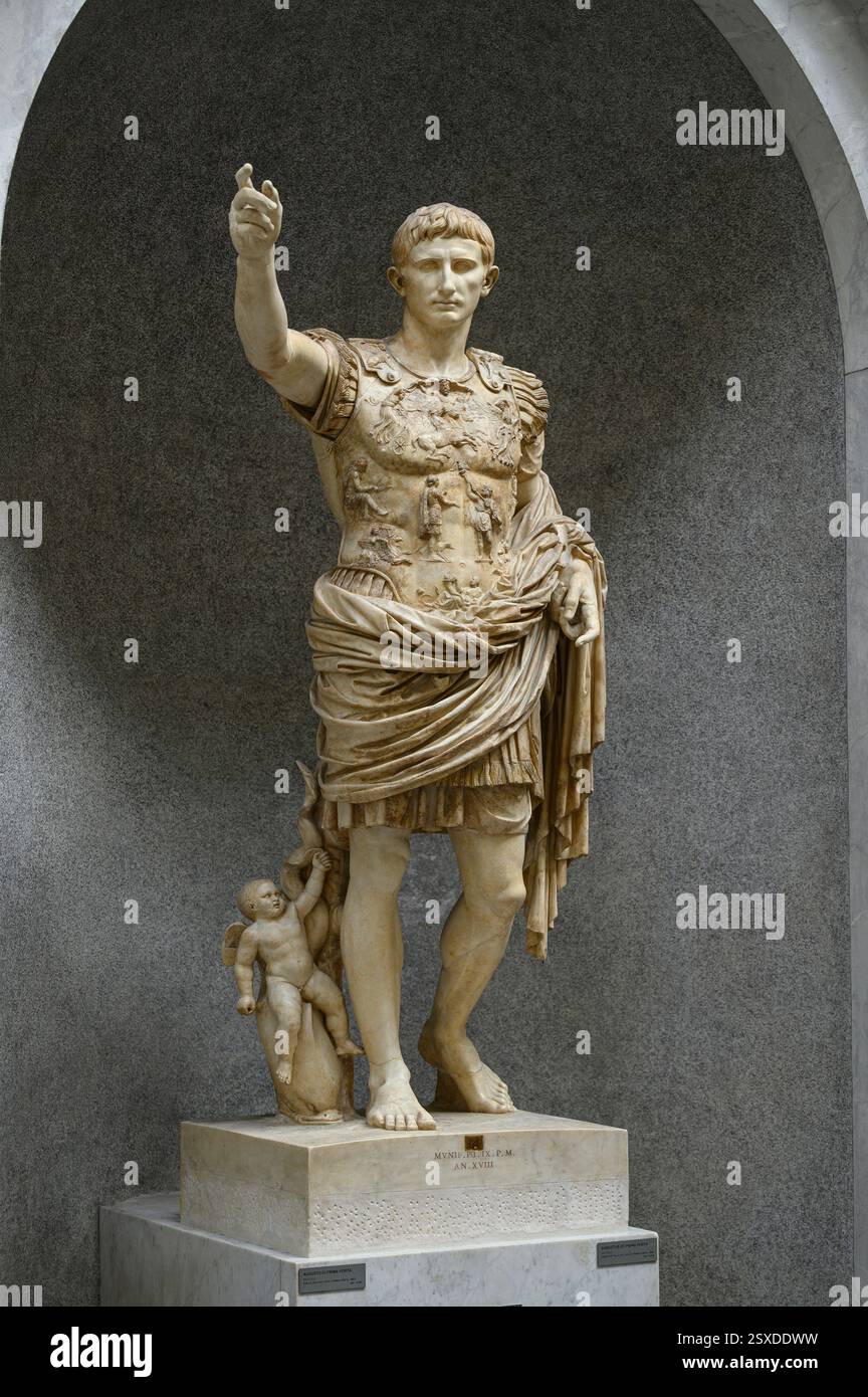 Rome. Italy. Augustus of Prima Porta, 1st Century A.D. marble statue of ...