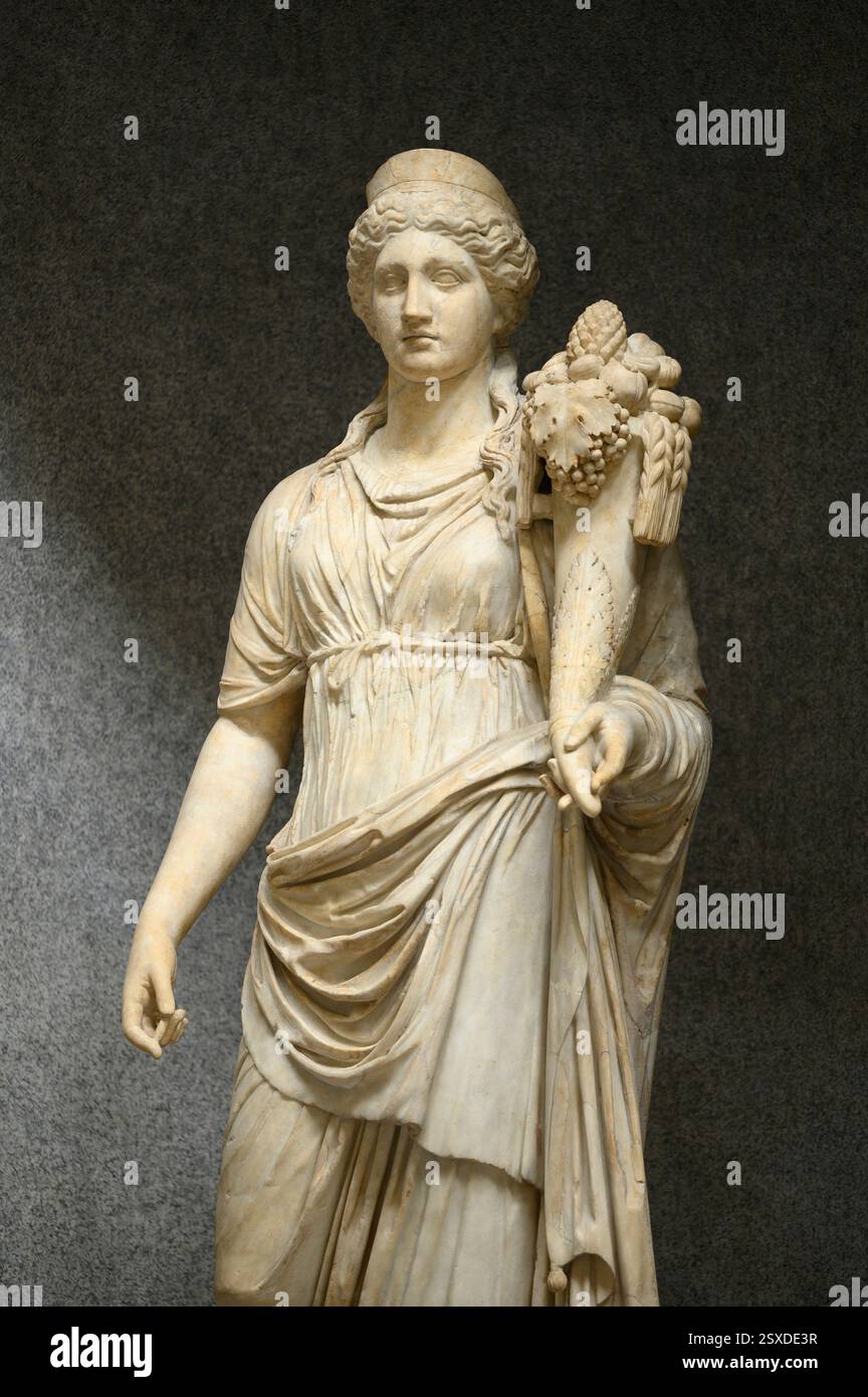 Rome. Italy. Statue of Roman Goddess Fortuna / Fortune holding a ...