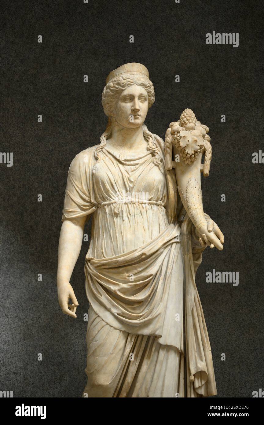 Rome. Italy. Statue of Roman Goddess Fortuna / Fortune holding a ...