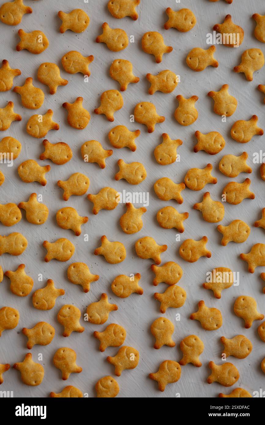 Mini Goldfish Crackers with Sea Salt, top view Stock Photo - Alamy