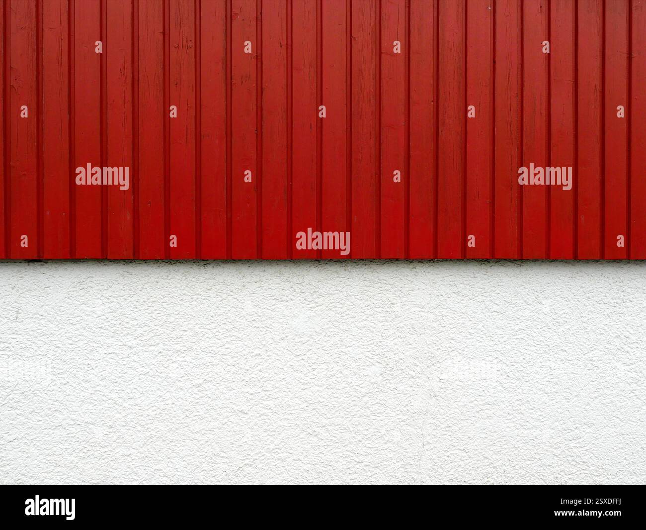 white wall with red wood cladding. The color combination is inspiring ...