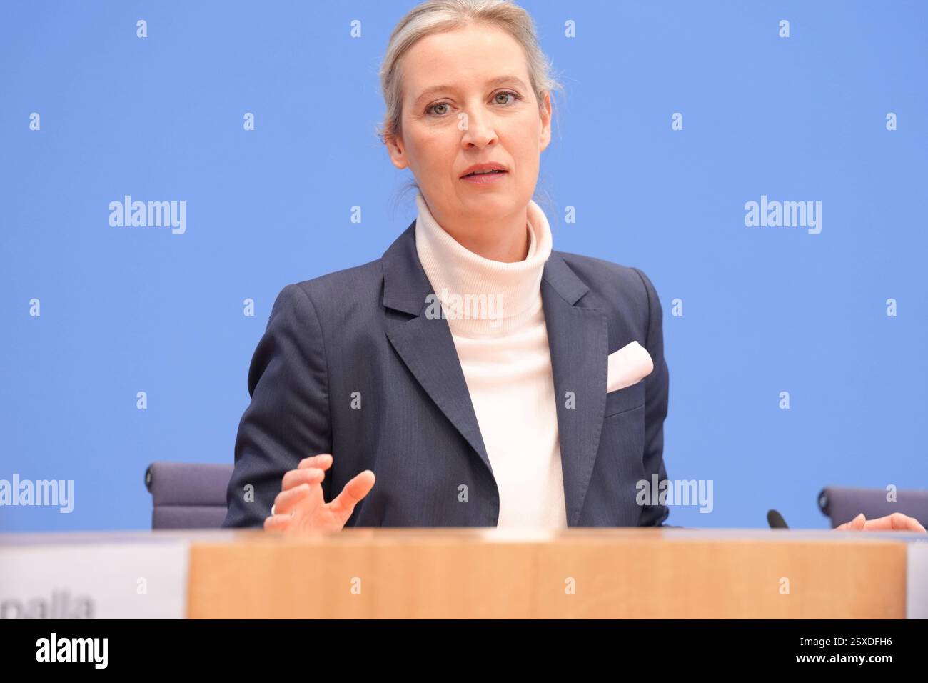 Pressekonferenz der AfD Dr. Alice Weidel unterstreicht sie ihre ...