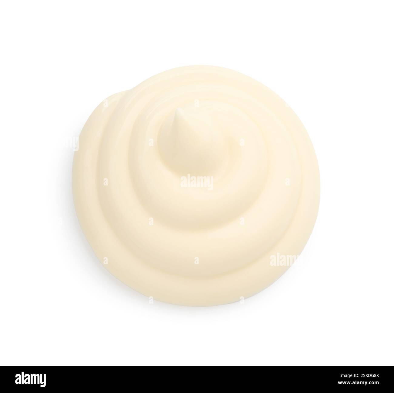 Sample of delicious mayonnaise isolated on white, top view Stock Photo ...