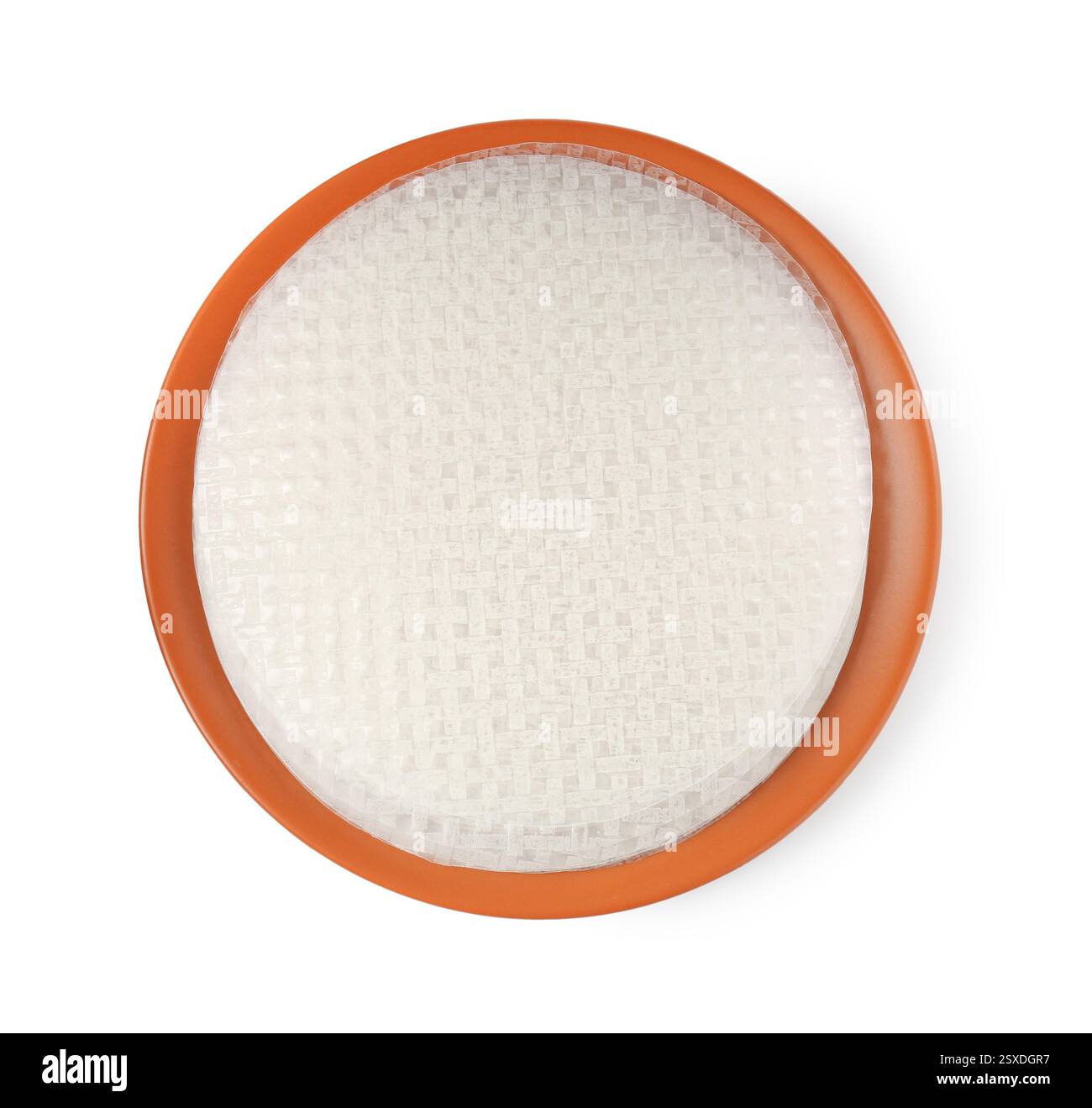 Stack of edible rice paper sheets isolated on white, top view Stock ...