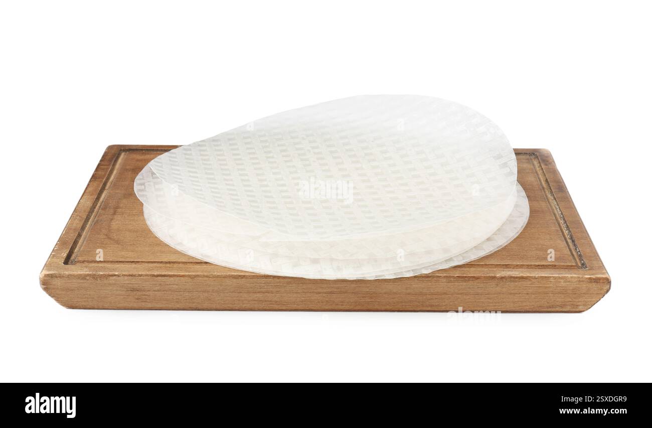 Stack of edible rice paper sheets isolated on white Stock Photo - Alamy