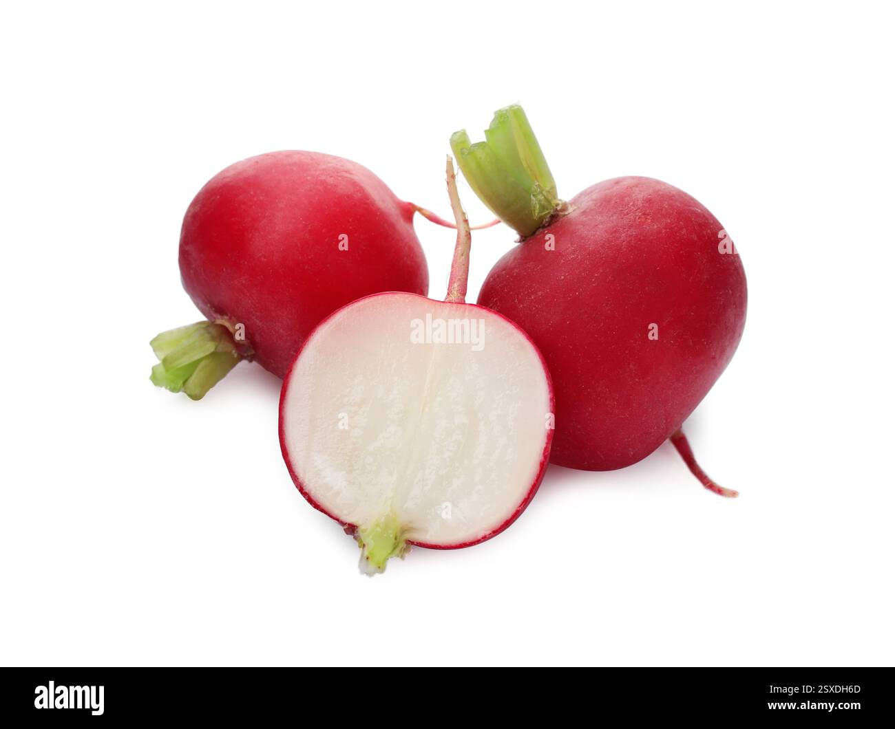 Whole and cut radishes isolated on white Stock Photo - Alamy