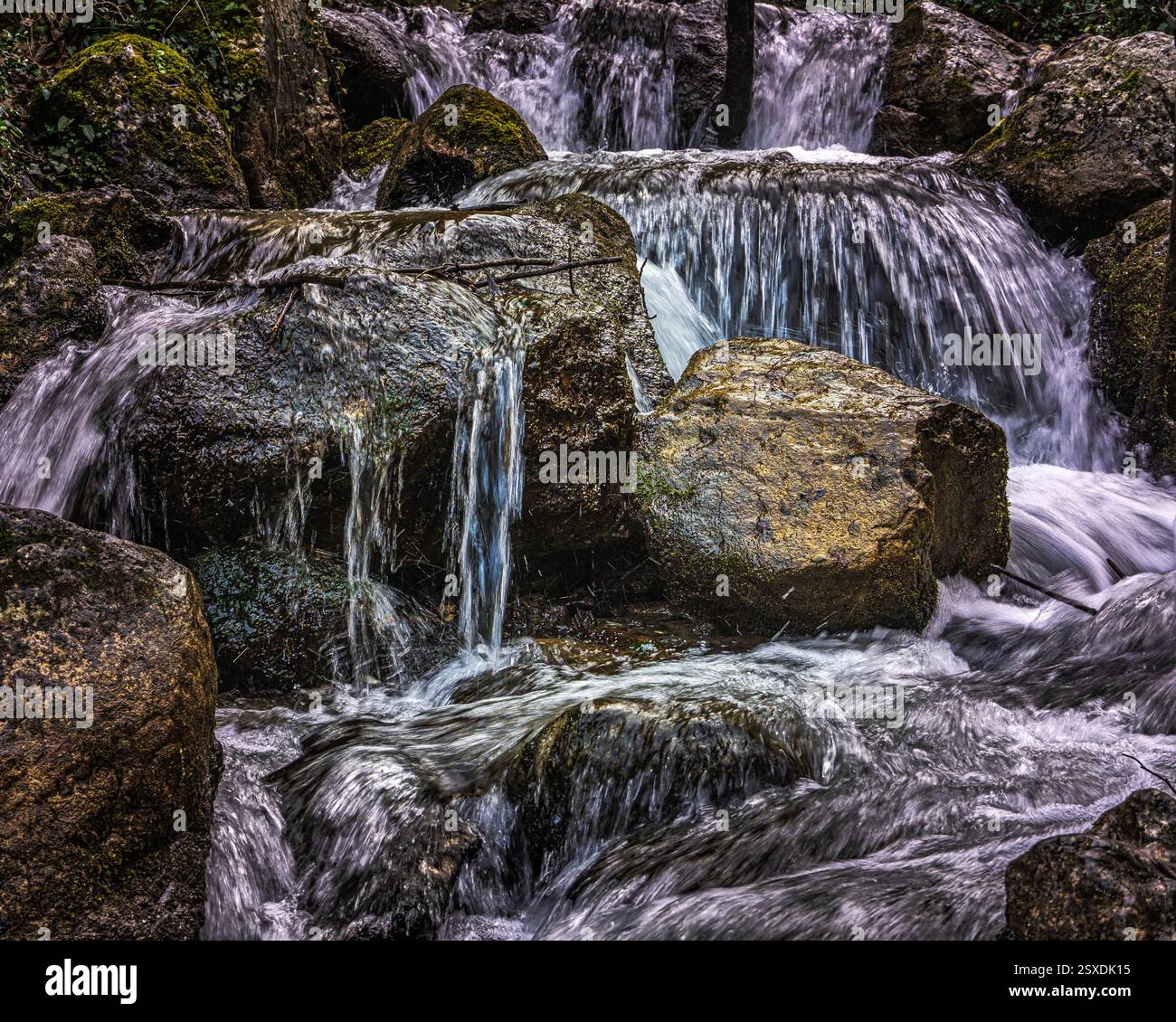 The Sagittario River flows fast and impetuous forming waterfalls and ...