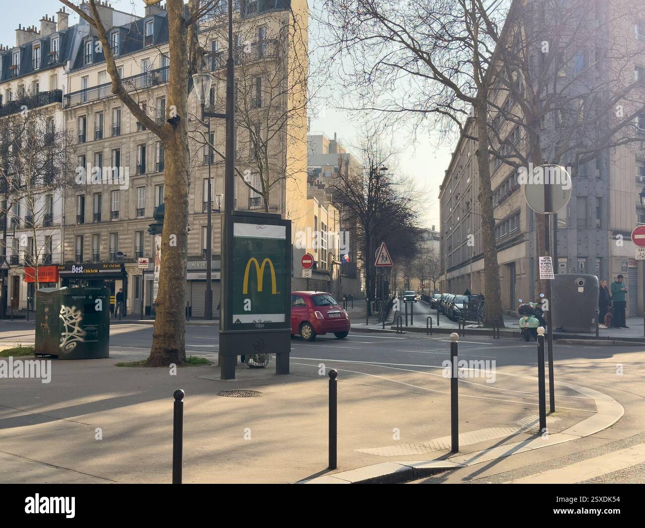 Charming Parisian street corner under the soft morning light Stock ...