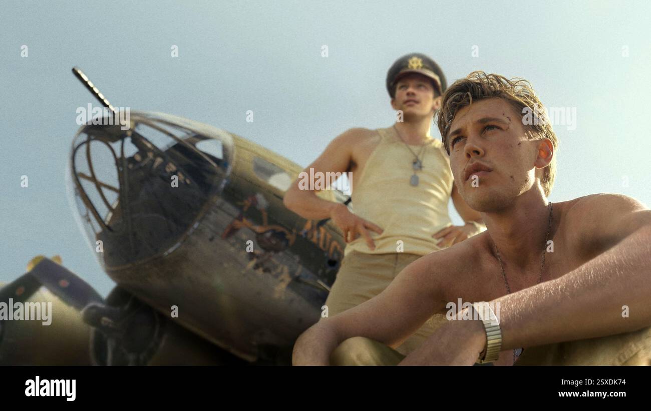 AUSTIN BUTLER and CALLUM TURNER in MASTERS OF THE AIR (2024), directed by RYAN FLECK, CARY JOJI ...