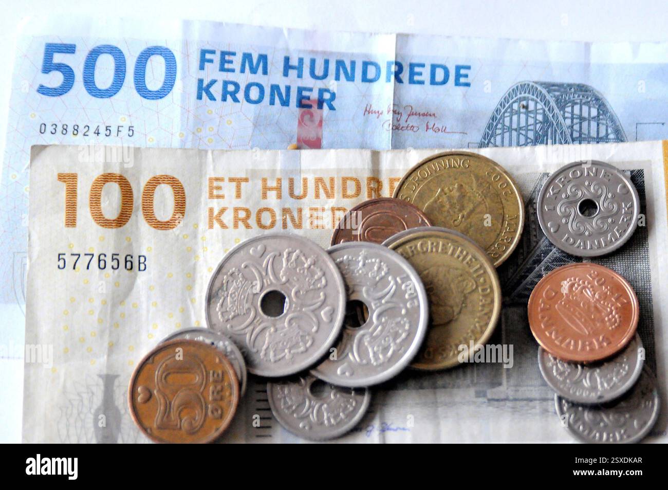 Copenhagen/ Denmark/24 .FEBRUARY 2025/Danish kroner notes or bills and ...