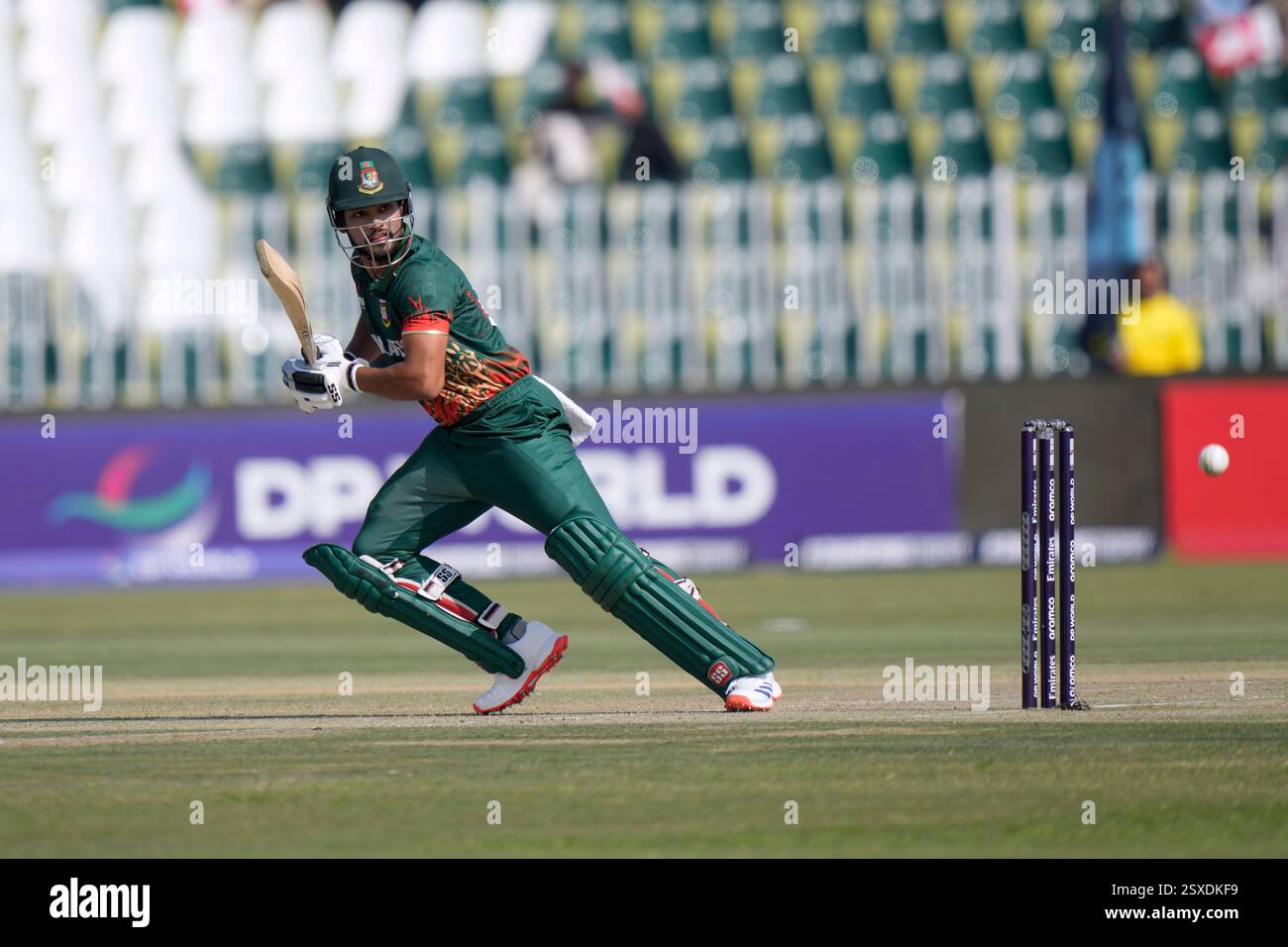 Bangladesh's Najmul Hossain Shanto plays a shot during the ICC ...